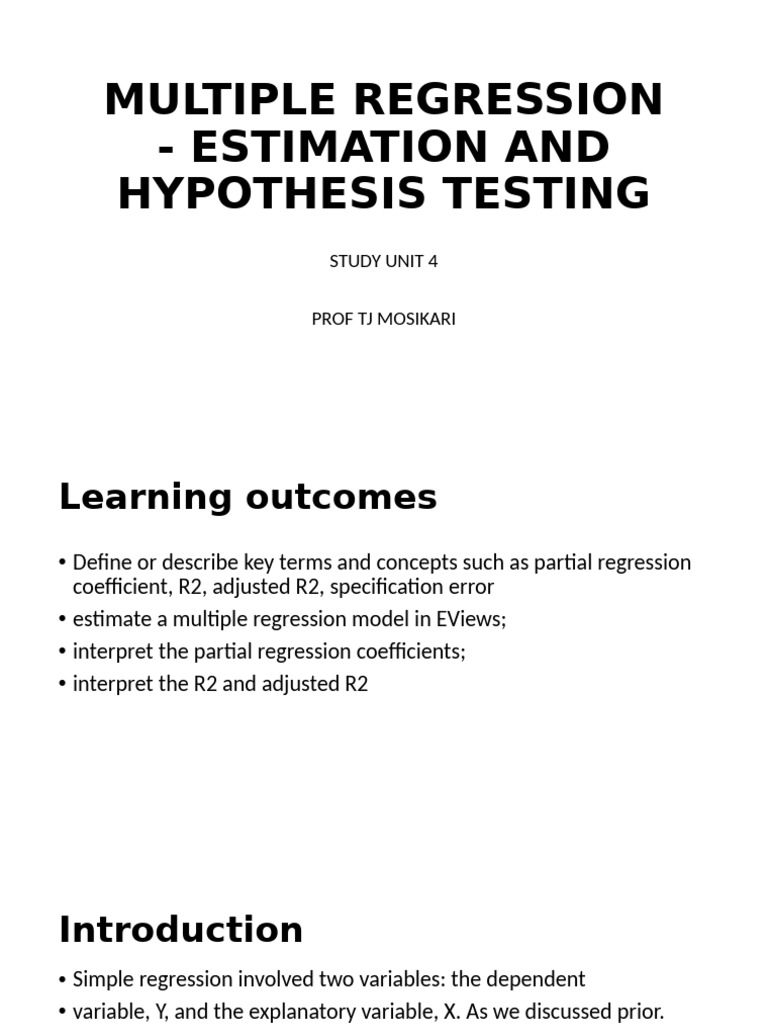 Unit 4 Multiple Regressions | PDF | Linear Regression | Ordinary Least Squares