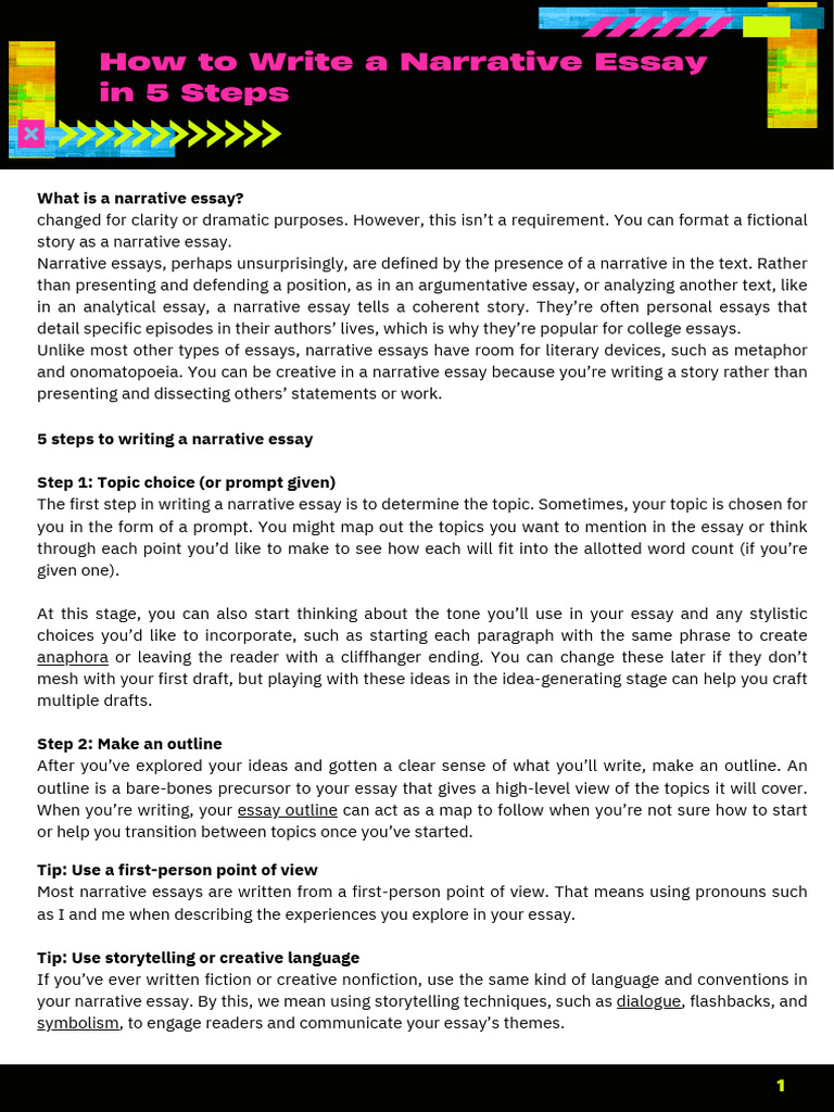 How To Write A Narrative Essay in 5 Steps | PDF