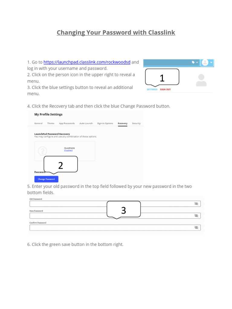 Changing Your Password With Classlink | PDF