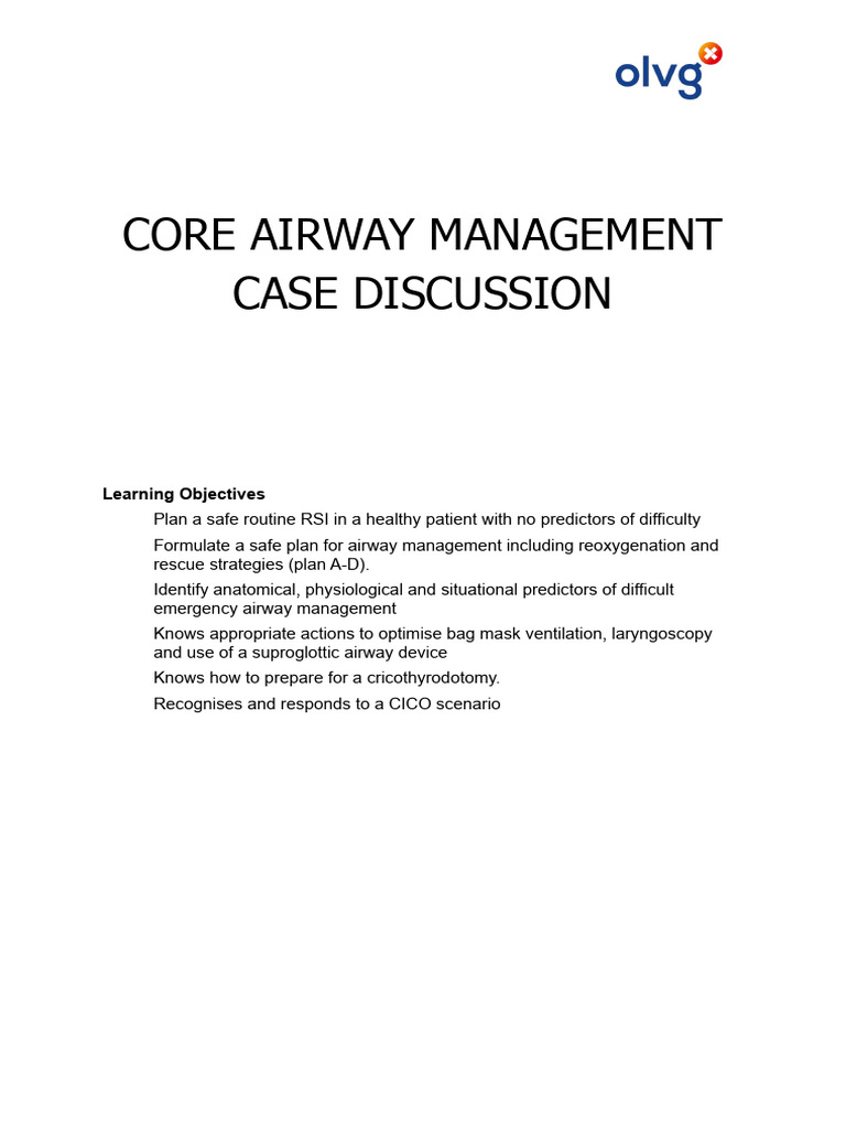 Core Airway Cases V1 Study Guide | PDF