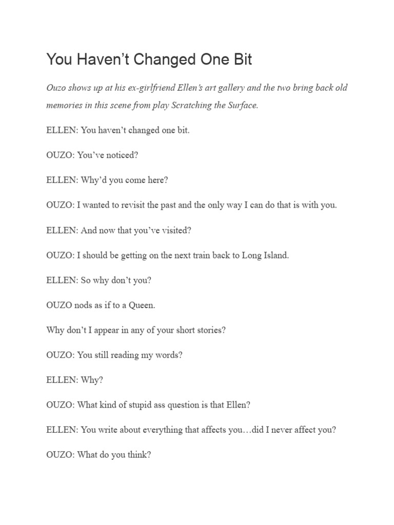 You Haven't Changed One Bit Scene Script | PDF