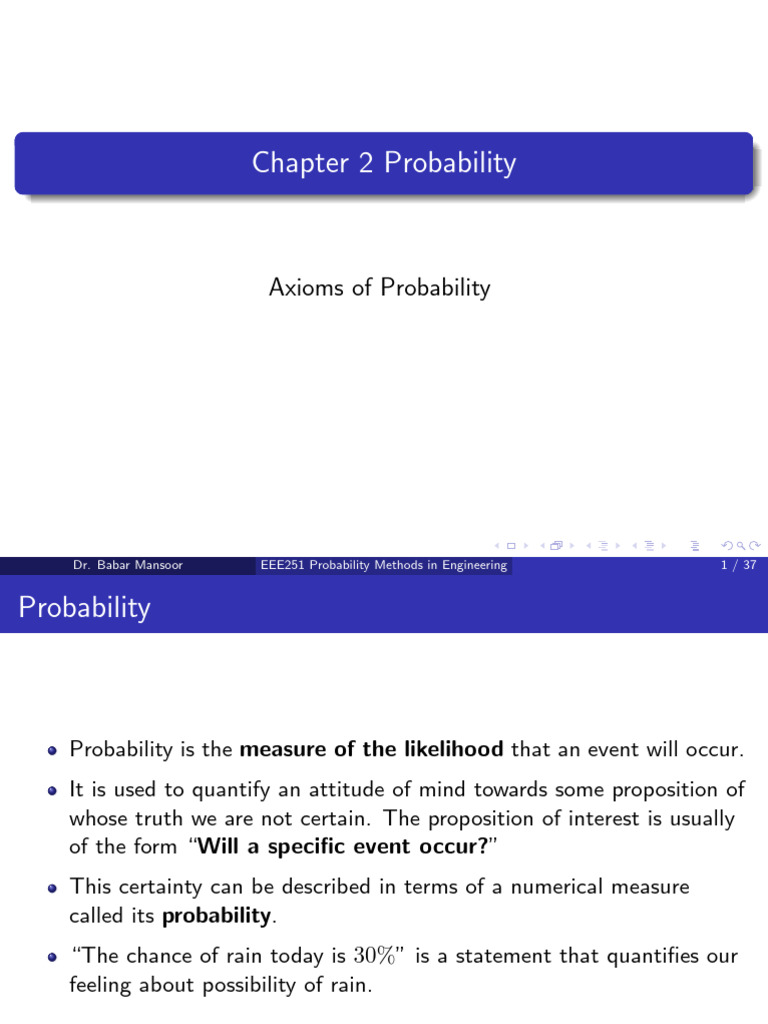 Lec 3 Axioms of Probability | PDF