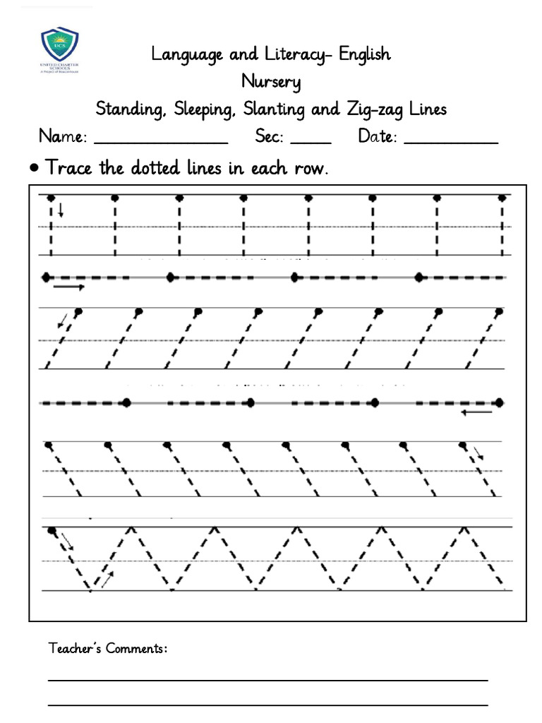 Standing Sleeping Slanting and Zigzag Lines Worksheet | PDF | Home & Garden
