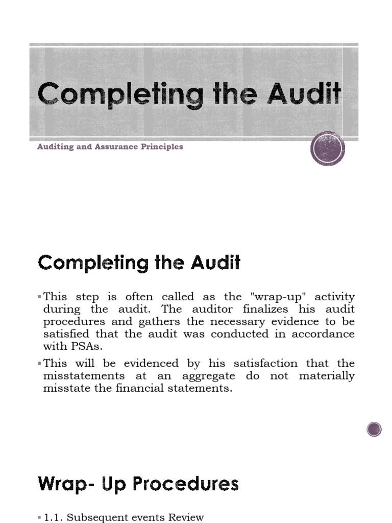 Completing The Audit and Auditors Opinion | PDF