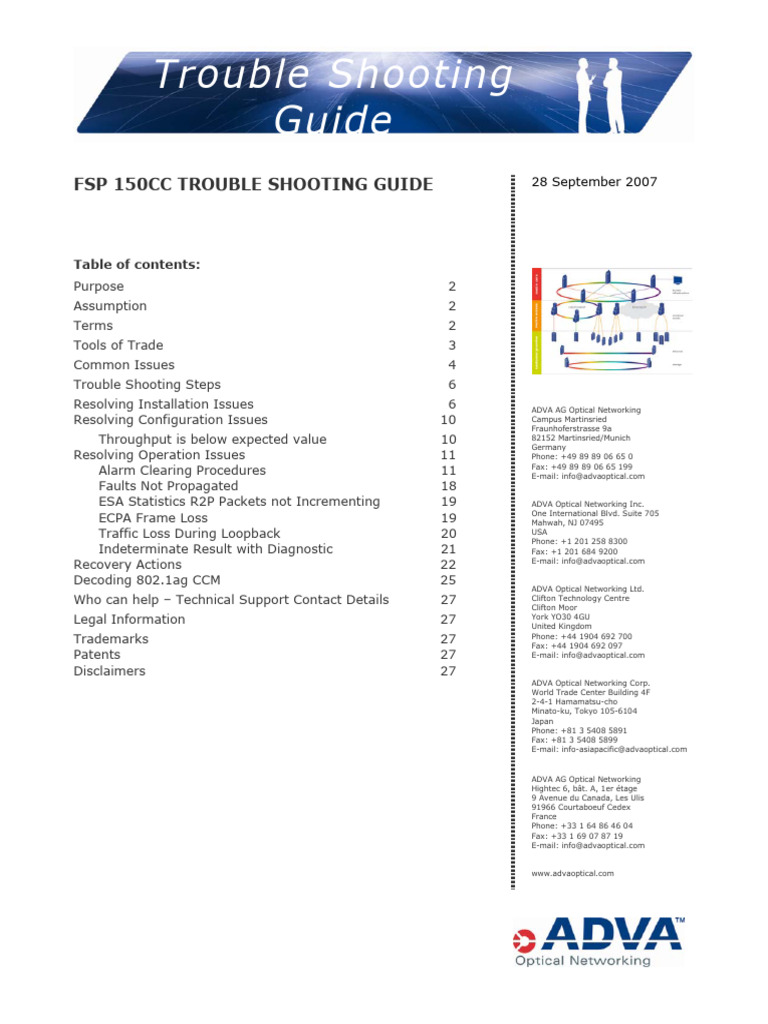 ADVA Trouble Shooting Guide | PDF