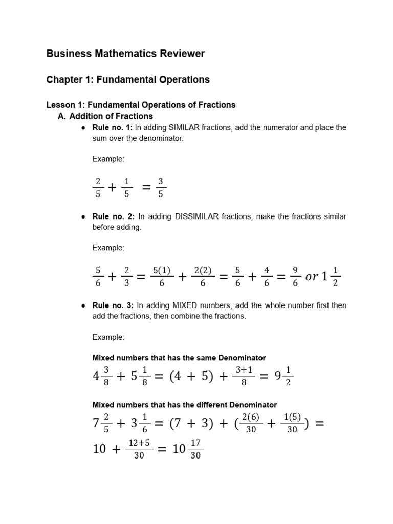 Business Mathematics Reviewer | PDF