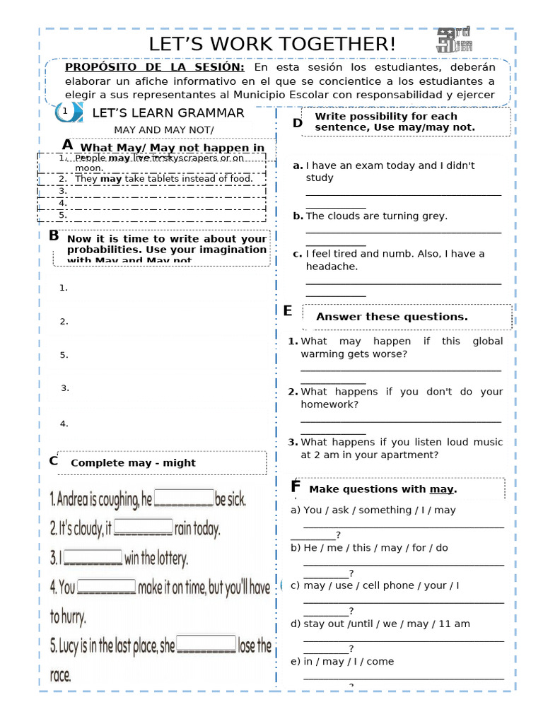 FICHA 3-_-3°-_- LET_S WORK TOGETHER! | PDF