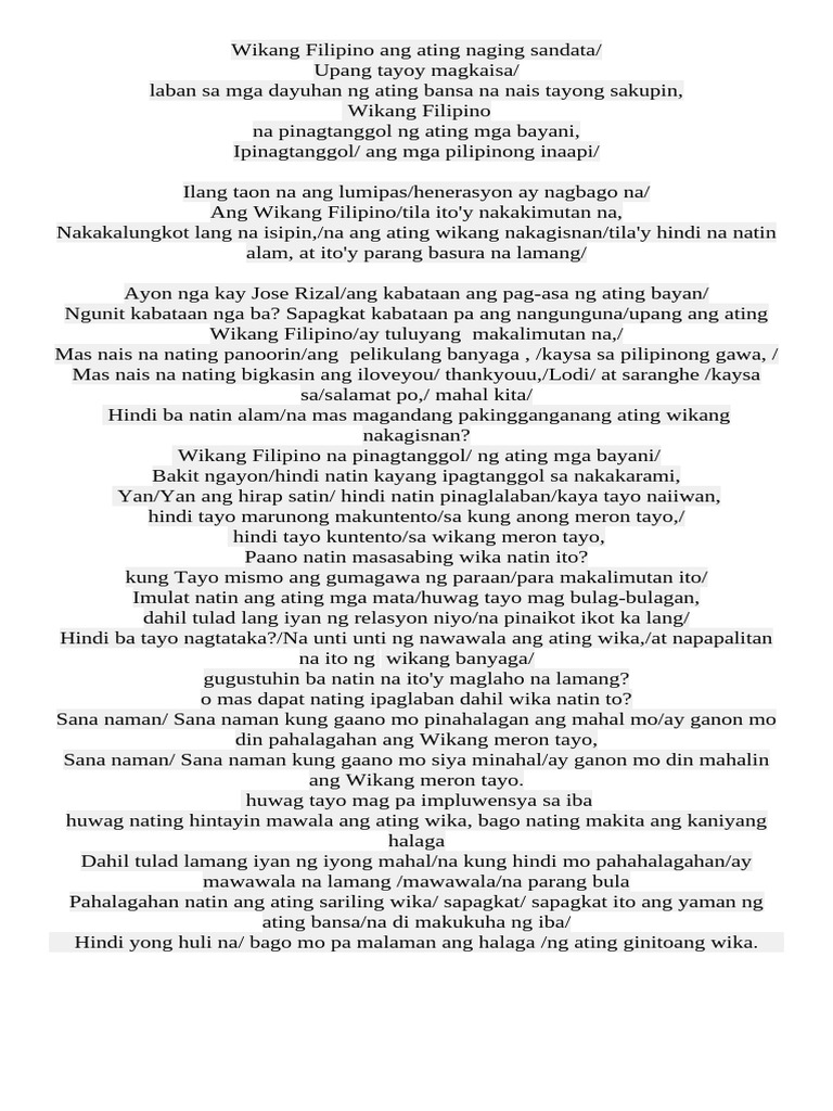 Spoken Poetry Piece | PDF | Philippines | Language Arts & Discipline