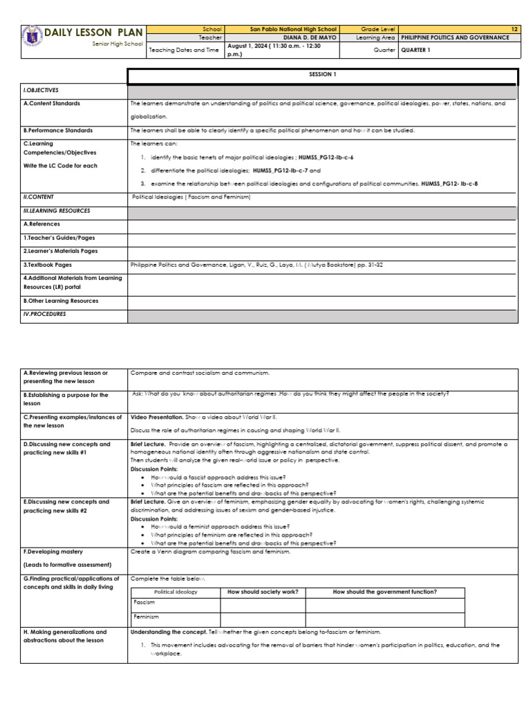 Daily Lesson Plan PPG | PDF