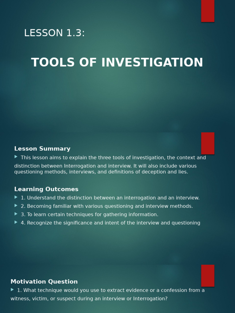 Tools of Investigation | PDF