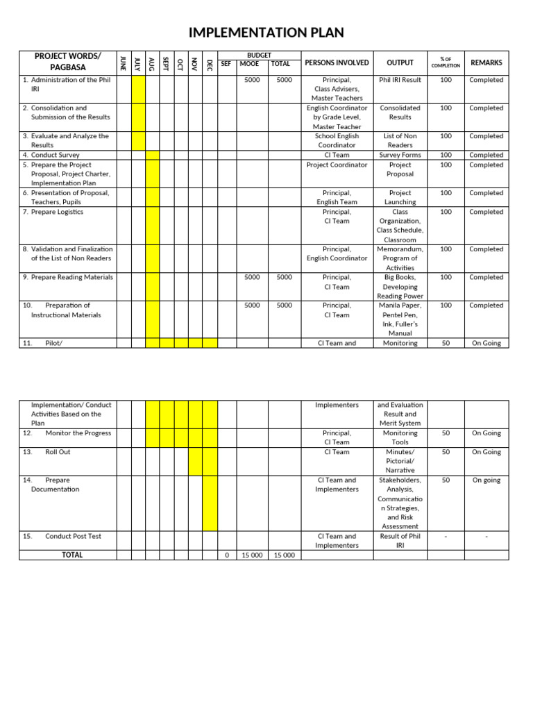 Implementation Plan | PDF