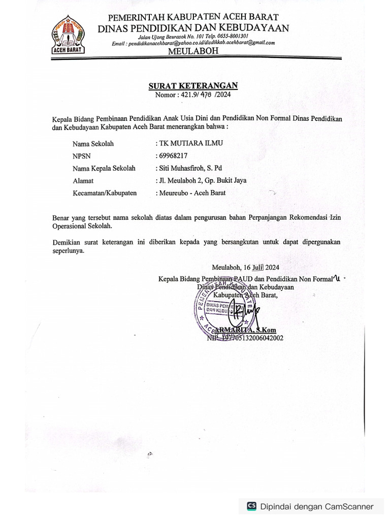 Surat Izin Operasional | PDF