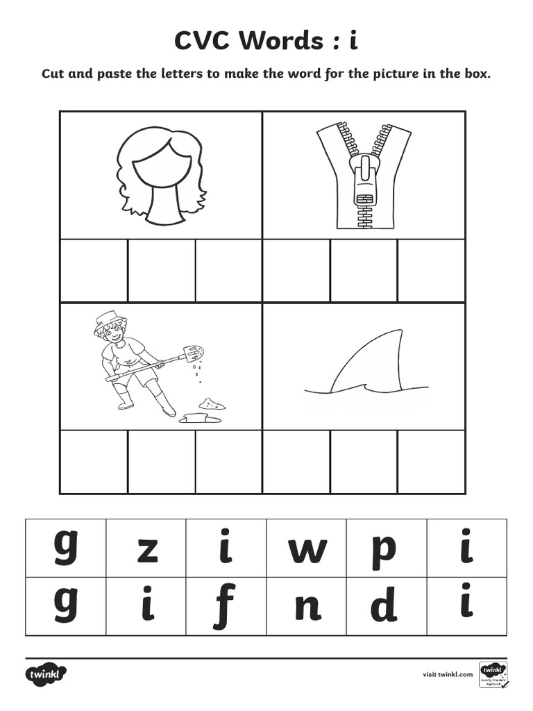 T L 2219 CVC Words Cut and Paste Activity Sheets I - Ver - 1 | PDF