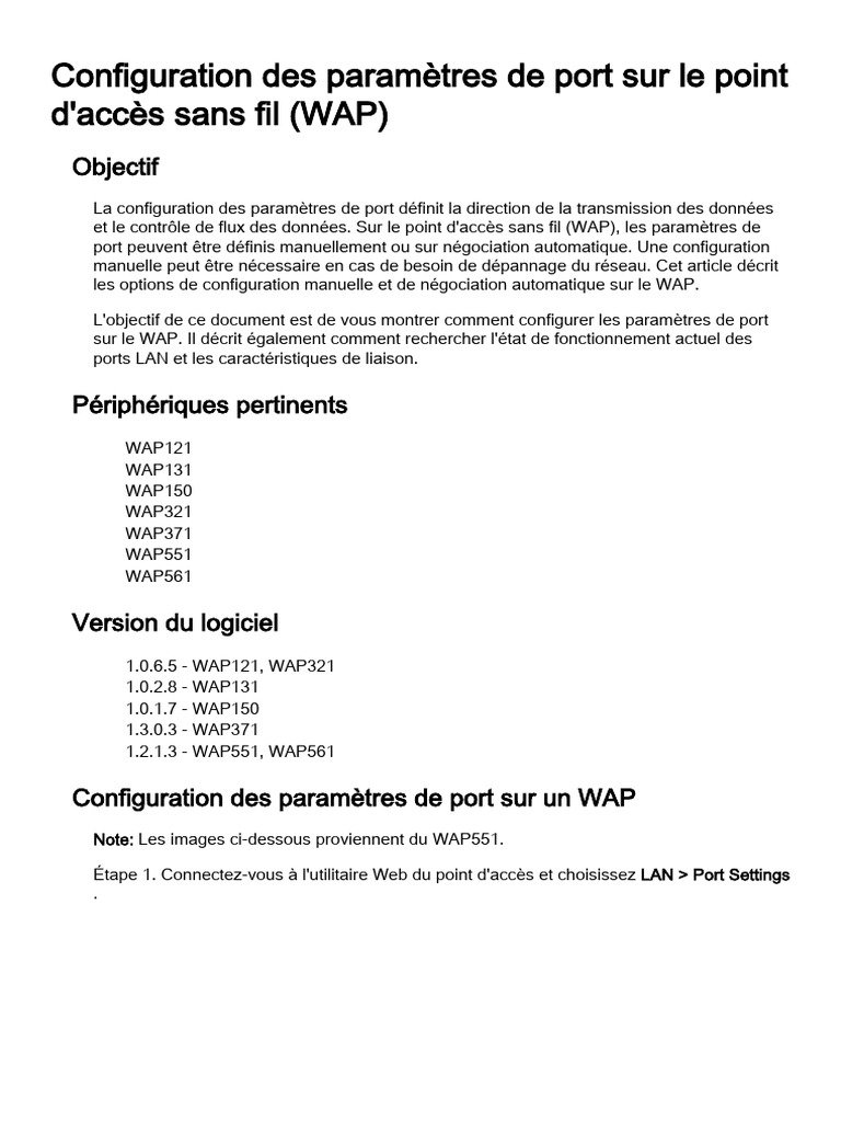 smb4257-configure-port-settings-on-the-wireless-access-point-wap | PDF