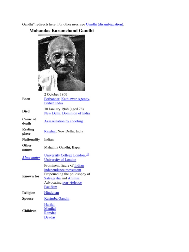 Gandhi | PDF | Mahatma Gandhi | Indian Independence Movement