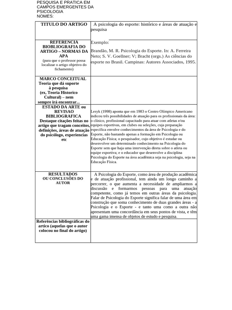 Modelo de Fichamento | PDF