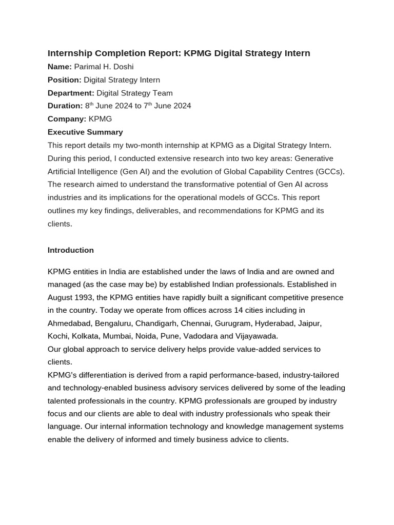 Internship Completion Report | PDF