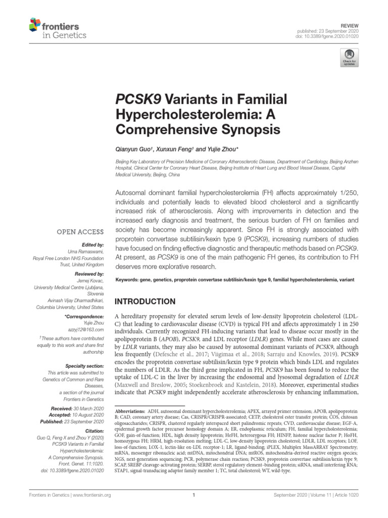 PCSK9 Variants in Familial Hypercholesterolemia_ a Comprehensive Synopsis | PDF