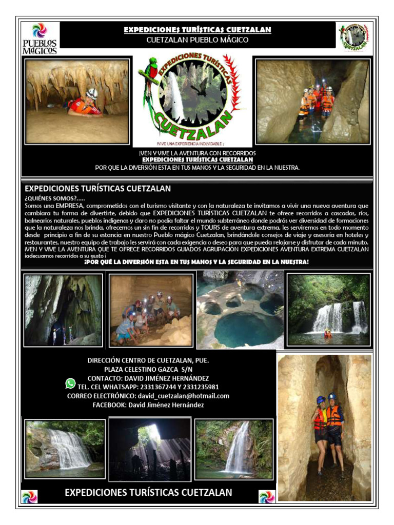 Folleto Expediciones Turisticas Cuetzalan David | PDF