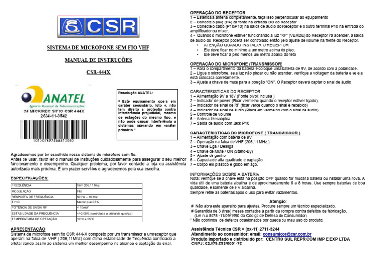 Manual CSR 444X | PDF