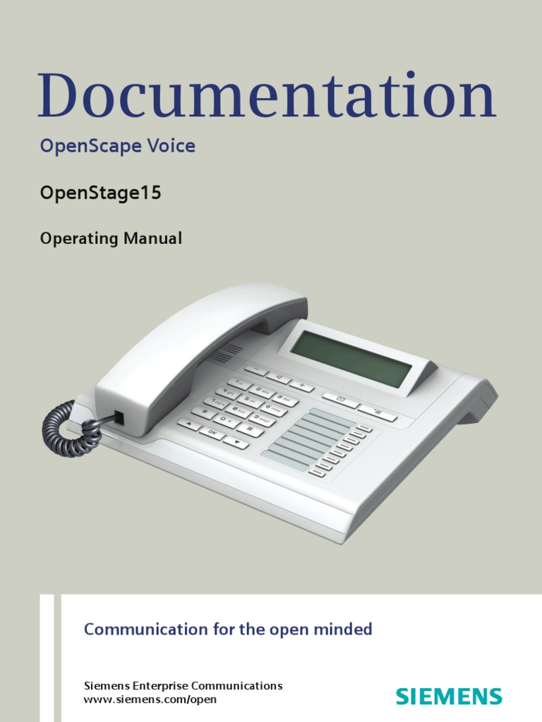 User Manual OpenStage 15 SIP | PDF | Menu (Computing) | Telephone