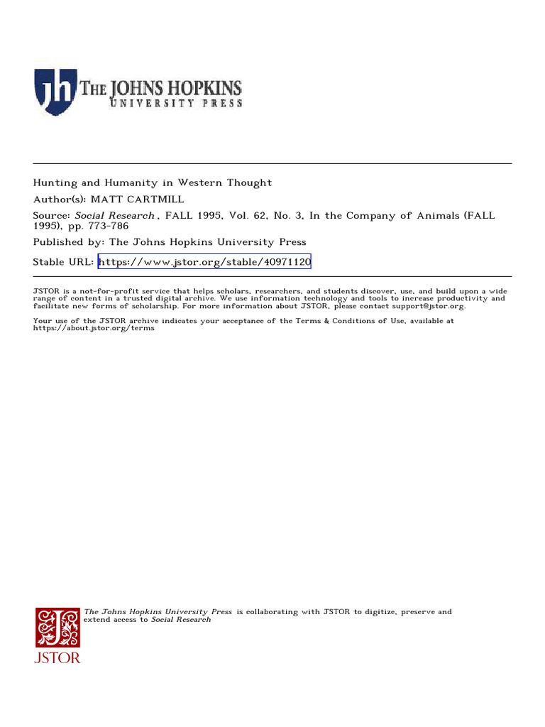 CARTMILL HuntingHumanityWestern 1995 | PDF