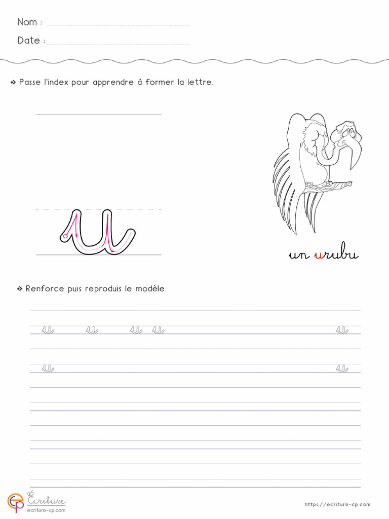 21 Ecriture Maternelle Gs Debut D Annee CP Ecrire Lettre U | PDF