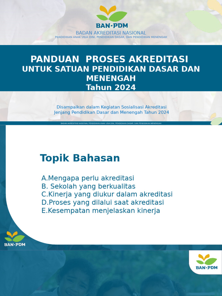 Panduan Proses Akreditasi Untuk Sosialisasi Dasmen 2024 | PDF