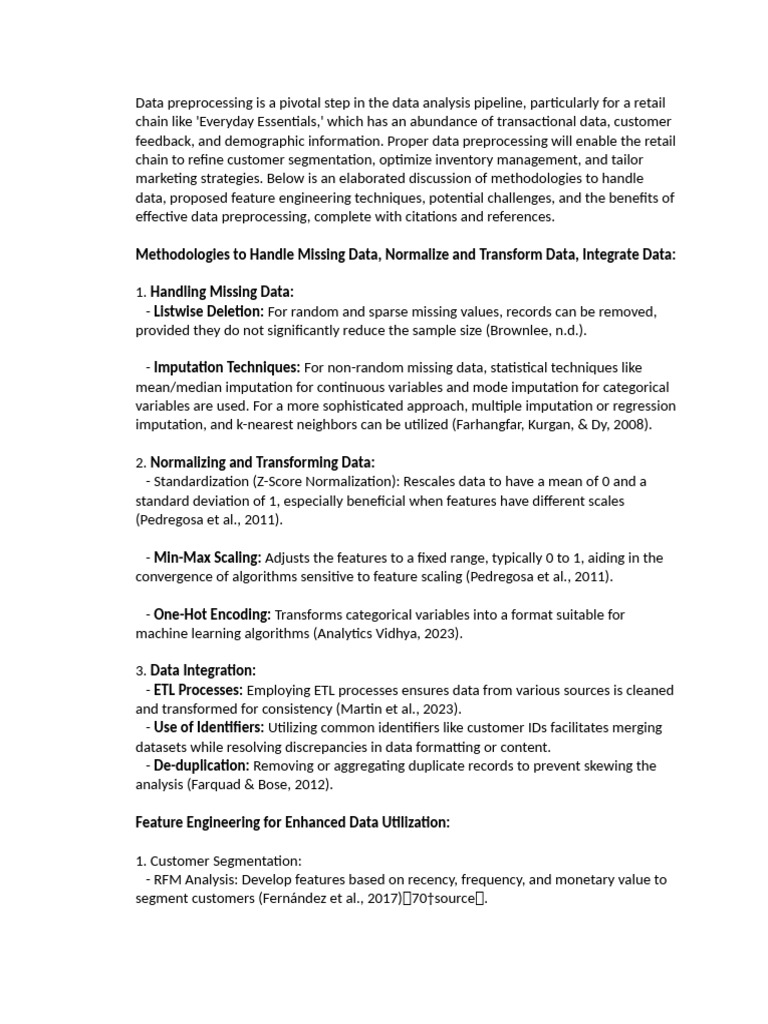 Data Preprocessing Is A Pivotal Step in The Data Analysis Pipeline | PDF