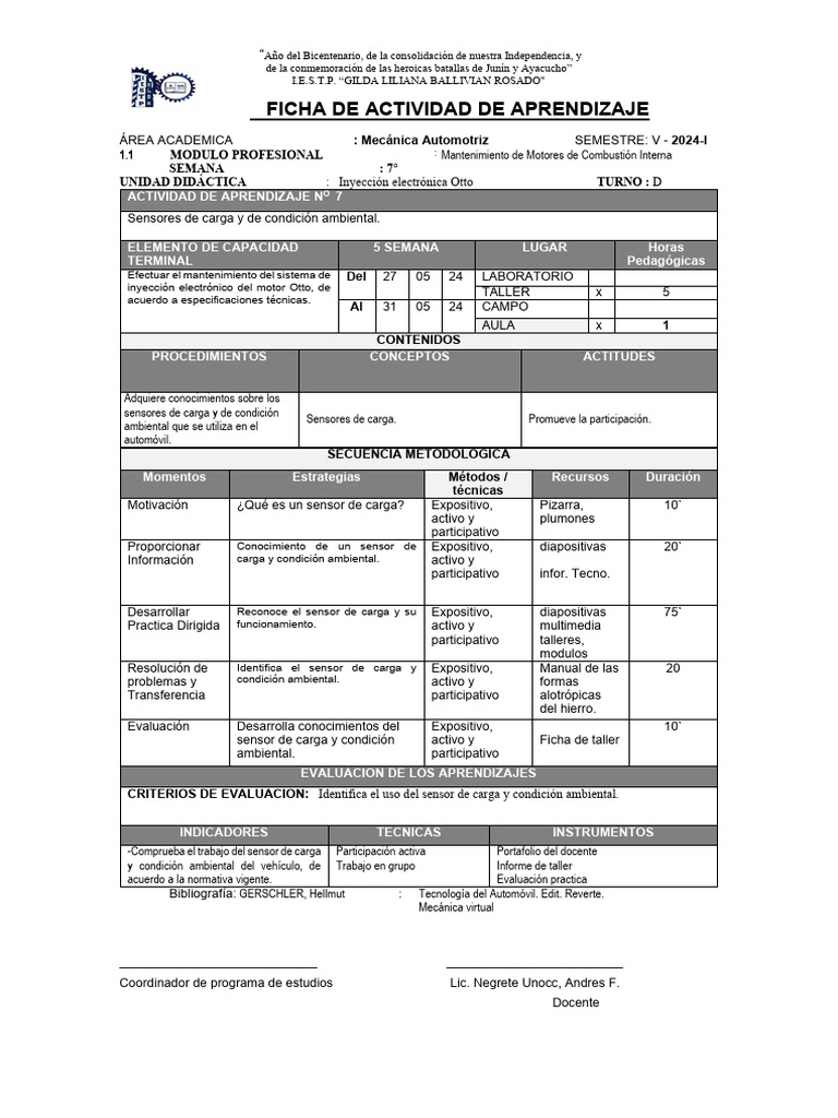 FICHA ACT de Apre V SEM INYECC | PDF