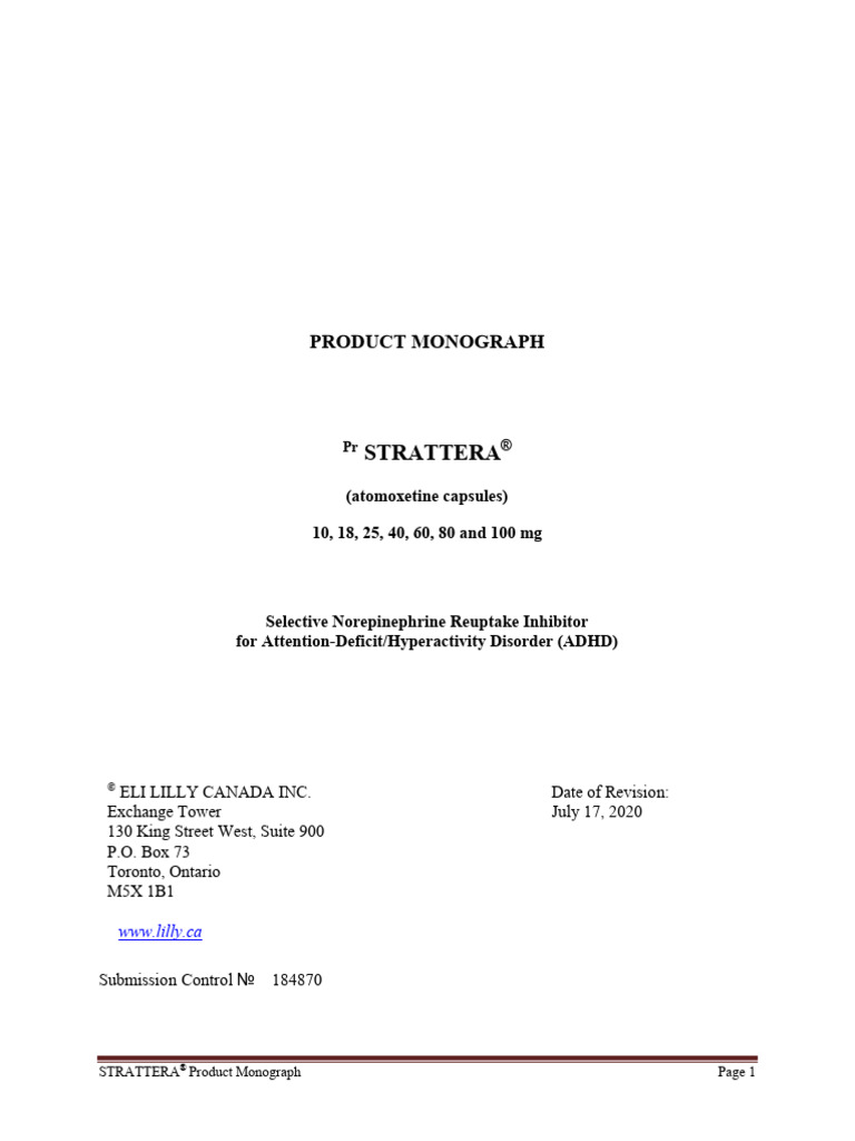 Strattera Official Product | PDF