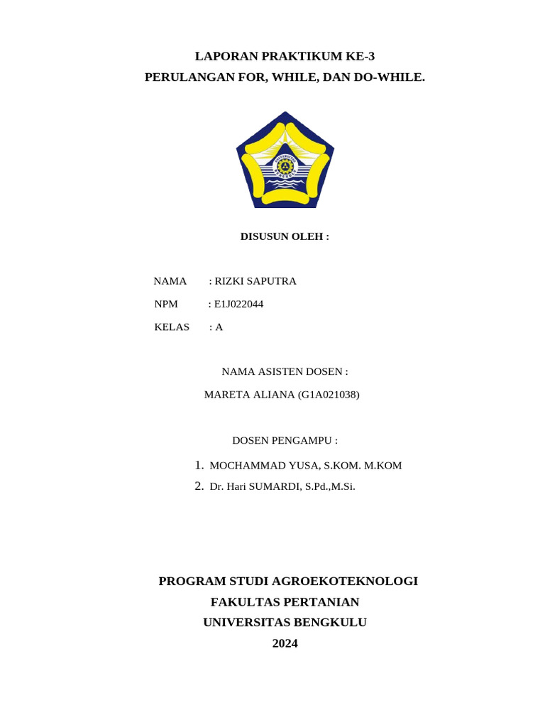 Laporan Praktikum For While, Do While | PDF