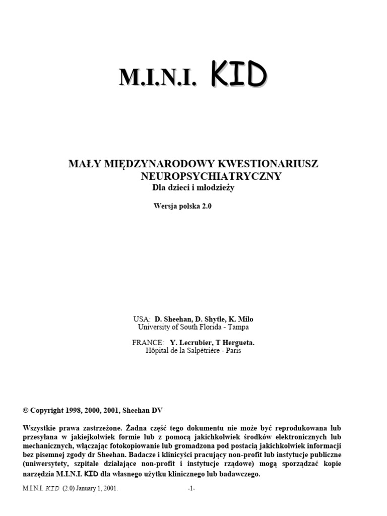 Kwestionariusz MINI-KID | PDF