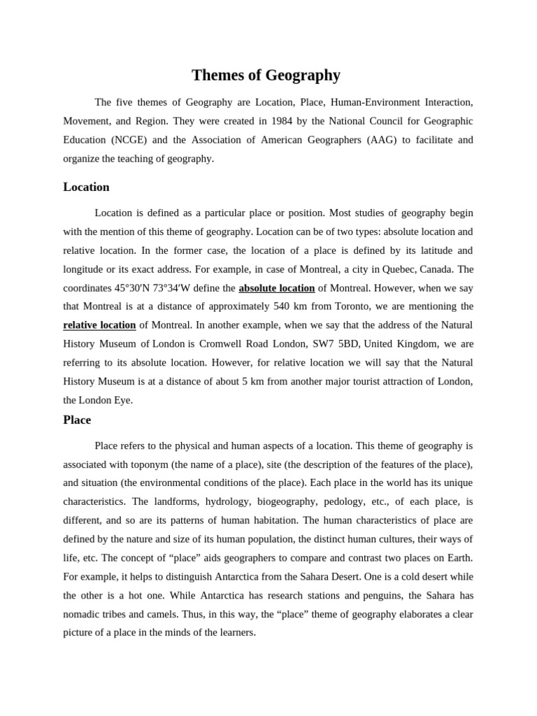 Themes of Geography | PDF