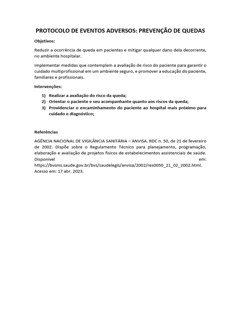 Protocolo de Eventos Adversos | PDF