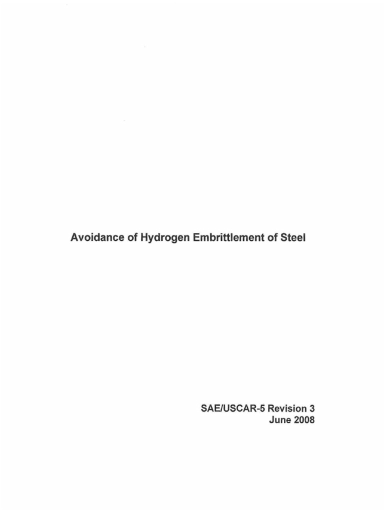 SAE-USCAR-5 REV 3 Avoidance of Hydrogen Embrittlement of Steel | PDF