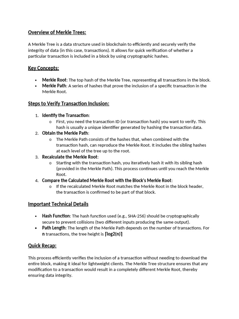 Overview of Merkle Trees | PDF | Computing | Espionage Techniques Overview of Merkle Trees | PDF | Computing | Espionage Techniques