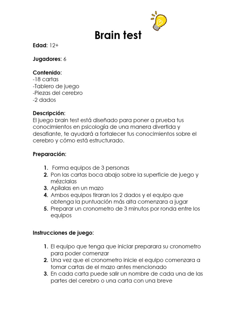 Instructivo Brain Test | PDF