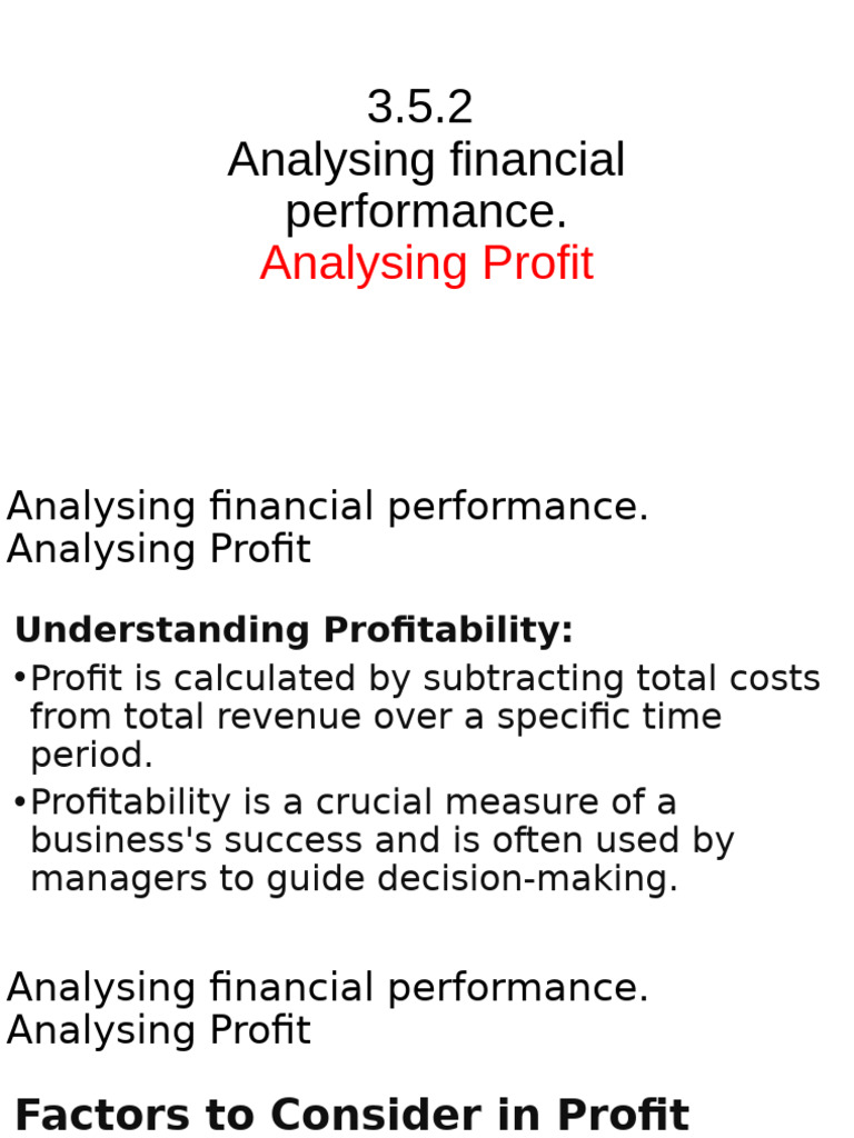 3.5.2 Analysing Financial Performance. - Analysing Profit | PDF