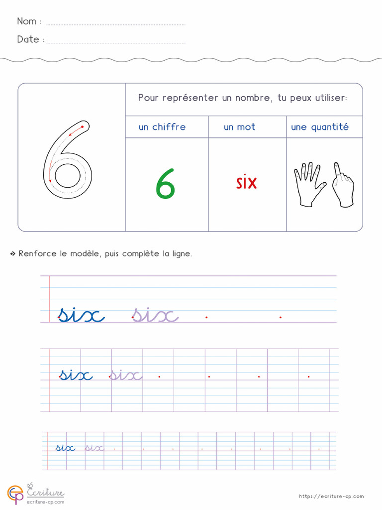 6-ecriture-cp-ecrire-les-nombres-en-lettres-six | PDF