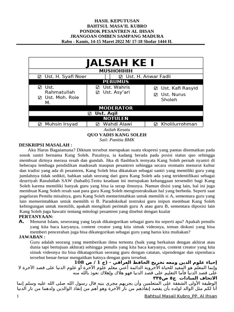 Hasil Keputusan BKM Ppa-1 | PDF