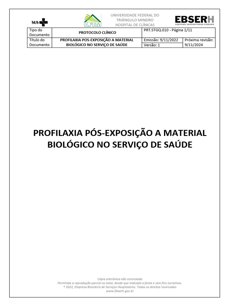 Profilaxia Pós-Exposição A Material Biológico No Serviço de Saúde | PDF