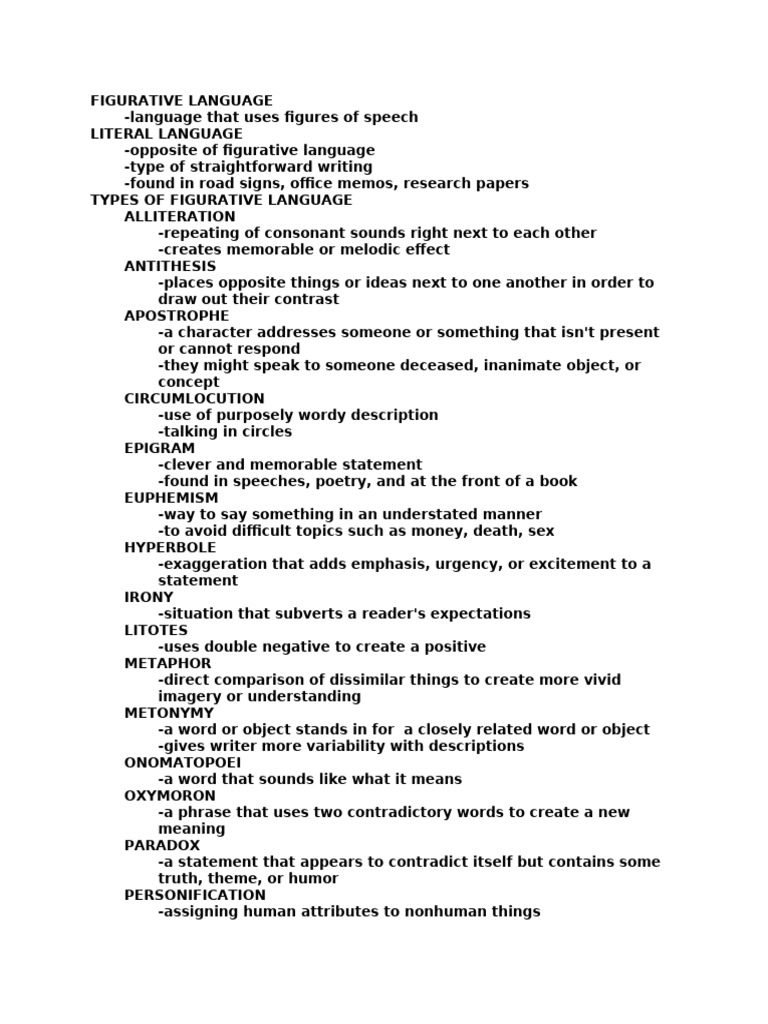 Figurative Language | PDF | Poetry | General Fiction