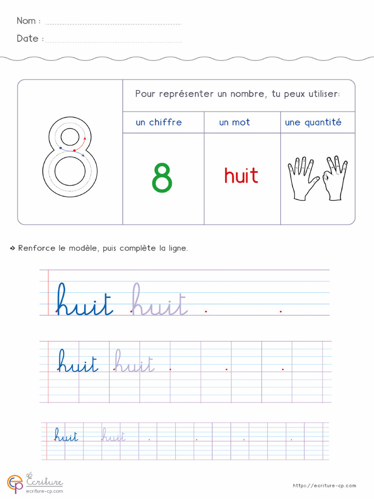 8 Ecriture CP Ecrire Les Nombres en Lettres Huit | PDF