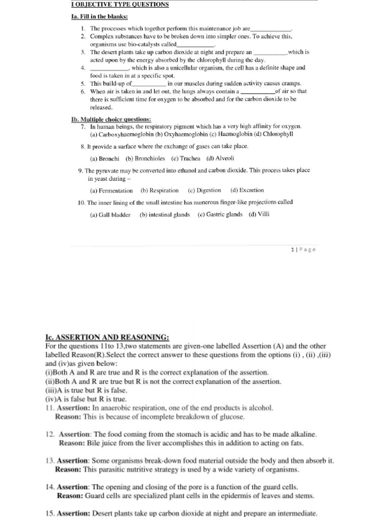 Bio Ch-1 Worksheet | PDF