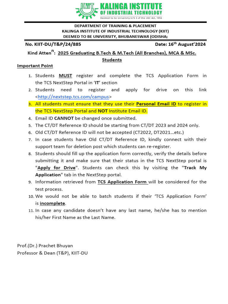 Important Point For TCS NQT Recruitment Process Registartion 2025 | PDF Important Point For TCS NQT Recruitment Process Registartion 2025 | PDF