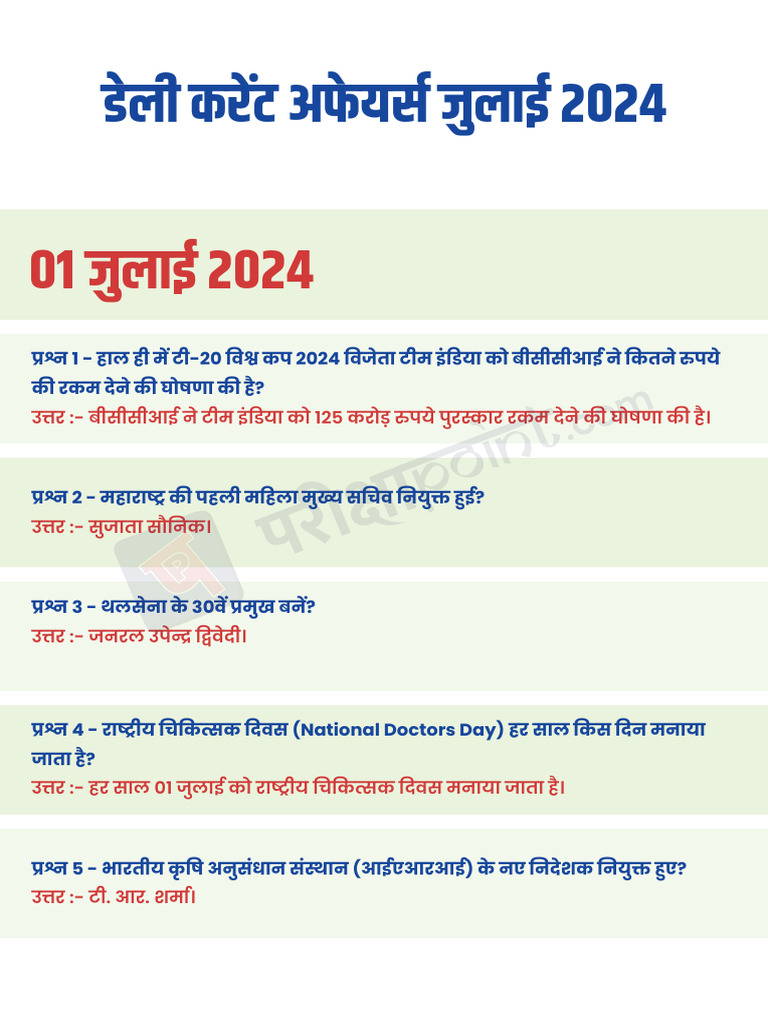 July 2024 Current Affairs | PDF