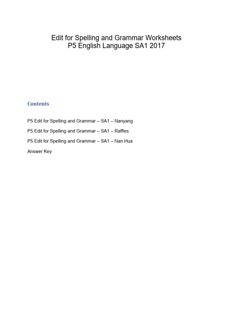 P5_English__SA1_2017_Worksheet_Spelling_Grammar | PDF