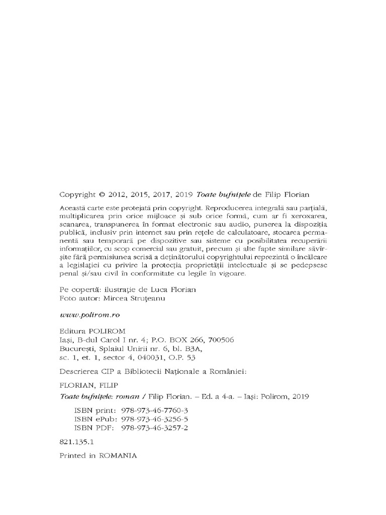 Toate Bufnitele Ed.4 - Flip Florian | PDF