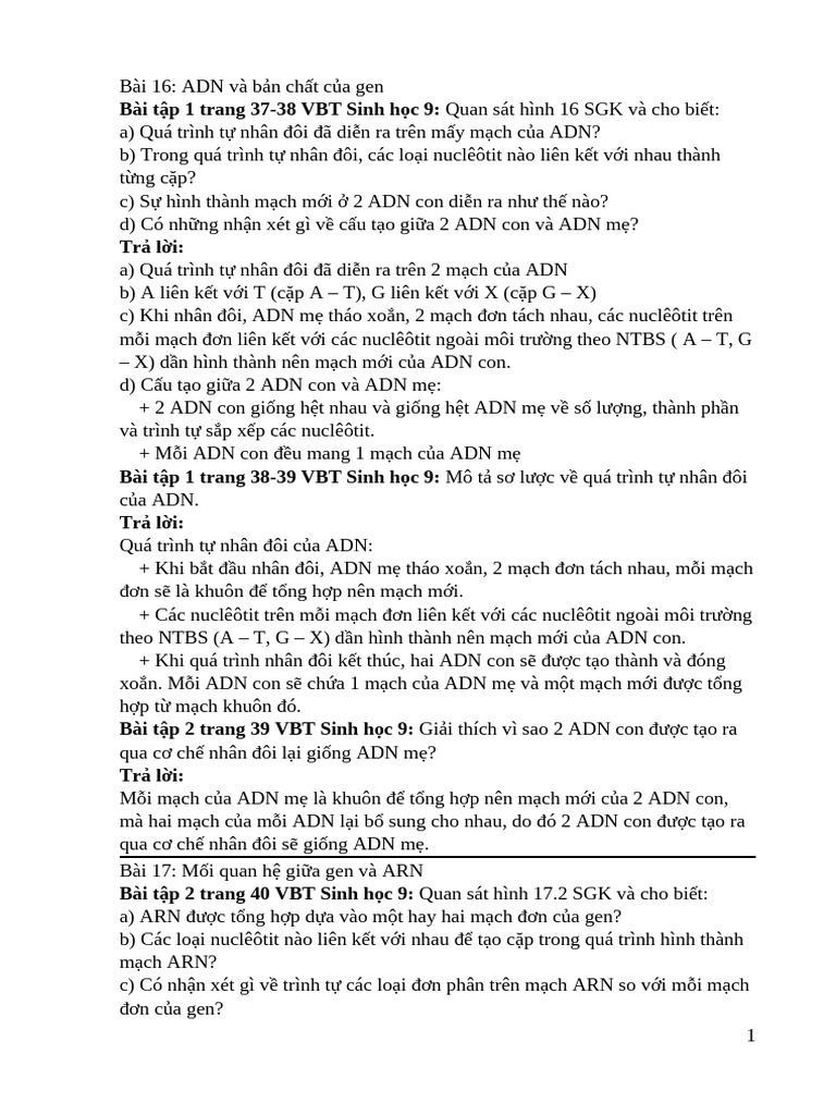 BT Thêm Sinh 9 ck1 | PDF